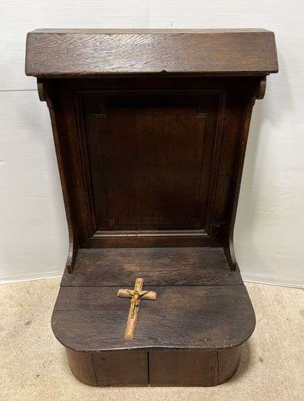 Antique 19th Century oak prayer kneeler bench, (Prie Dieu) purchased in ...