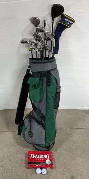 Set of Confidence golf clubs, bag, balls, and other items, balls are ...