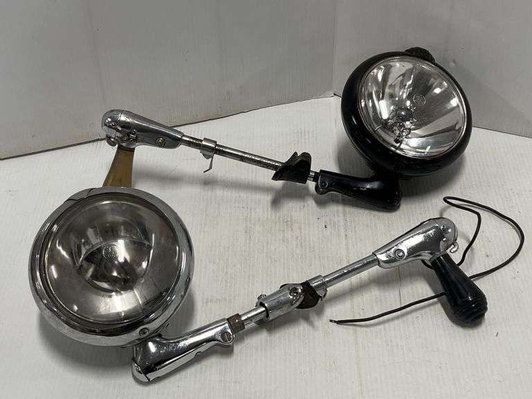 (2) Old unity car spotlights, approx. 16"L, used, have wear - Albrecht ...