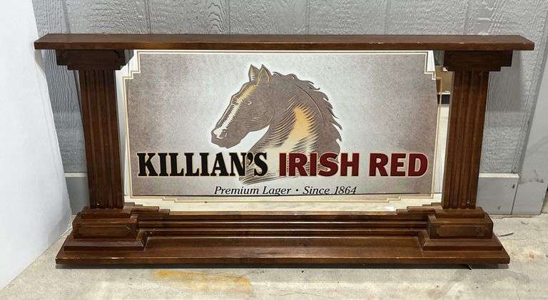 "Killian's Irish Red" lager bar back sign, 48"W x 24"H, little wear ...