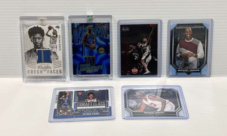 (6) NBA cards, includes: Kobe Bryant Kaboom, Elfrid Payton patch, 2 ...
