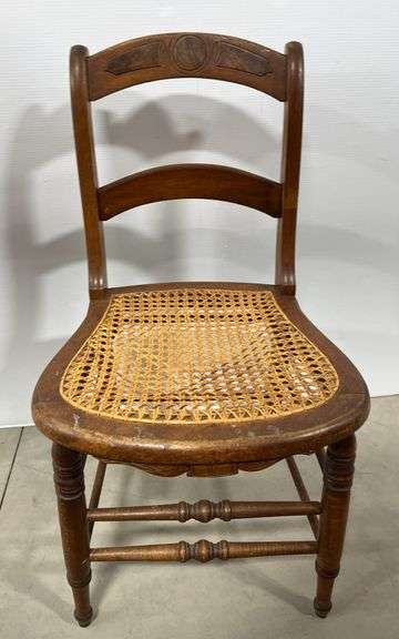 Old cain wooden chair, 16"W x 17"H seat - Albrecht Auction Service