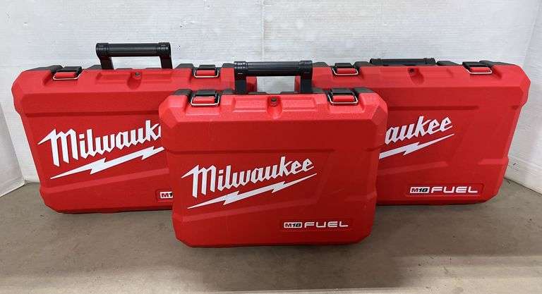 (3) Milwaukee M18 fuel hard cases, 16"W x 12"D x 5"H, new - Albrecht ...