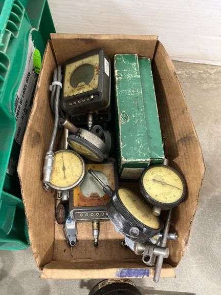 Assorted machinist tools, include: Setup fixtures, surface gauges, and ...