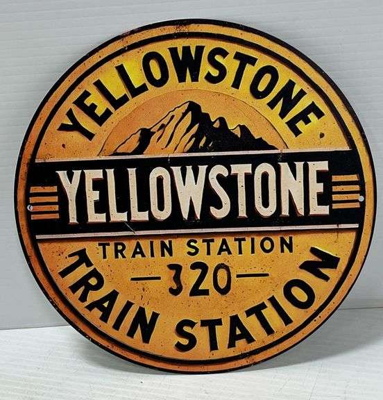 Modern metal sign, "Yellowstone Train Station", 8" x 8", new - Albrecht ...