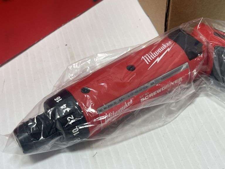 Milwaukee 2-speed screwdriver kit, M4 1/4" hex, (2) batteries, charger ...
