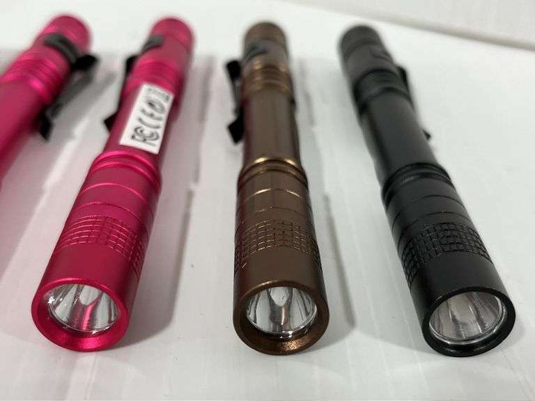 (5) Ultra bright pen-style flashlights with clips, aluminum alloy, 150 ...
