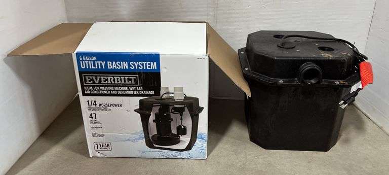 Everbilt 6-gallon utility basin system, 1/4 HP, tested and works ...