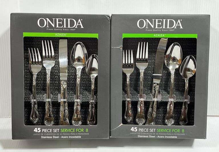 (2) Oneida 18/0 45-piece silverware sets, this is a total of service ...
