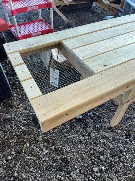 Gardener's/potting bench with mesh screen, 28"W x 80"L x 30"H, was used ...