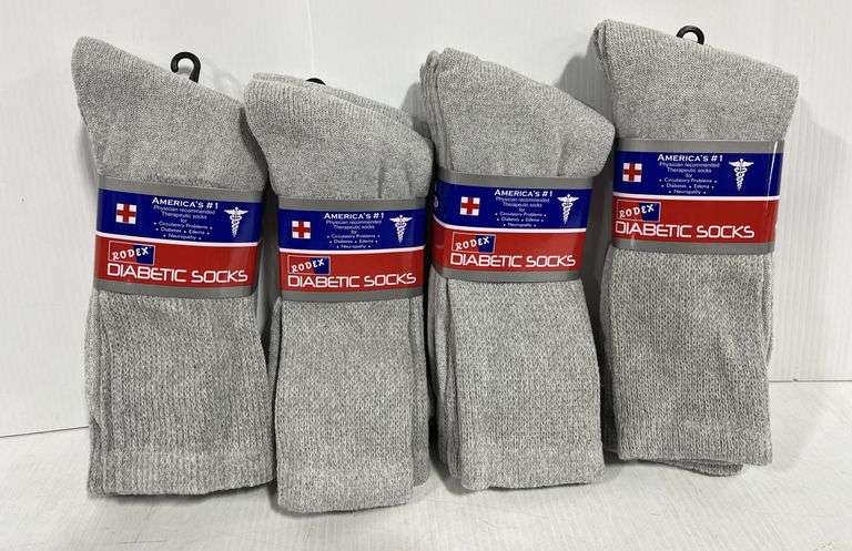 (12) Pair of gray diabetic socks, loose fit tops, physician recommended ...