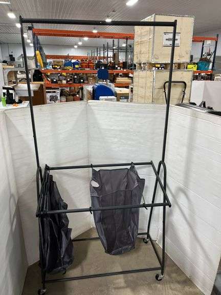 Laundry sorter, 3-hanging baskets and hanging rod, 32"W x 67"H ...