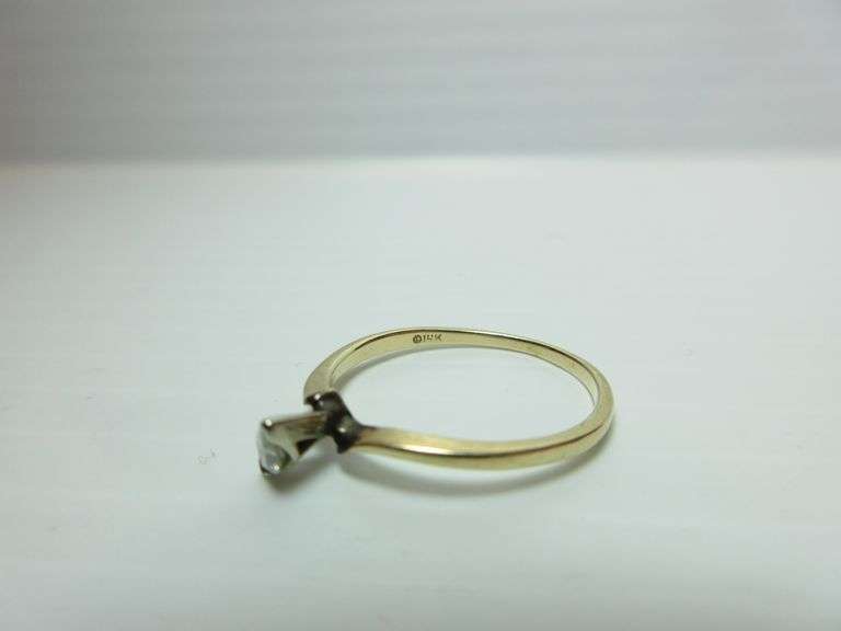 14K Yellow gold 2-piece ring with marquise cut genuine diamond, weighs ...