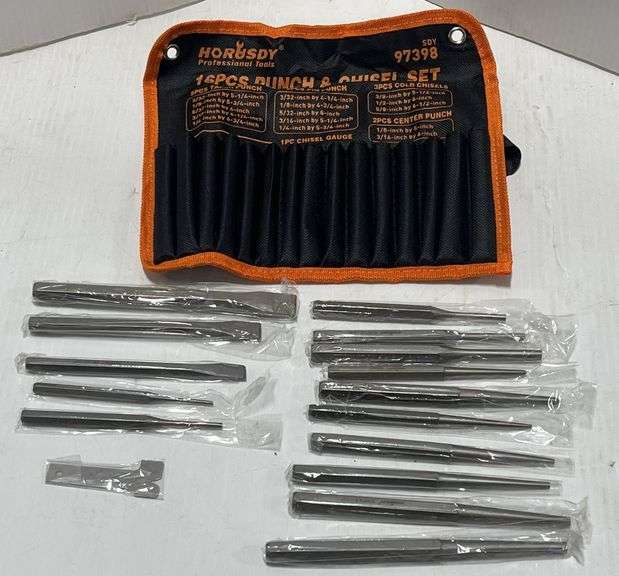 16-Piece punch and chisel set, includes: 5- Taper punches, 5- Pin ...
