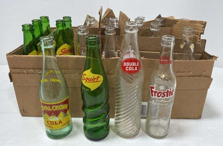 (24) Older collectible soda/pop bottle, includes: Squirt, Frostie, Town ...
