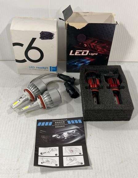 (4) H8/H9/H11 LED headlights, 4 1/2" box, NOS - Albrecht Auction Service