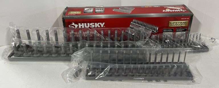 Husky 3-piece metric socket rack set, one eack easy for 1/4", 3/8", and ...