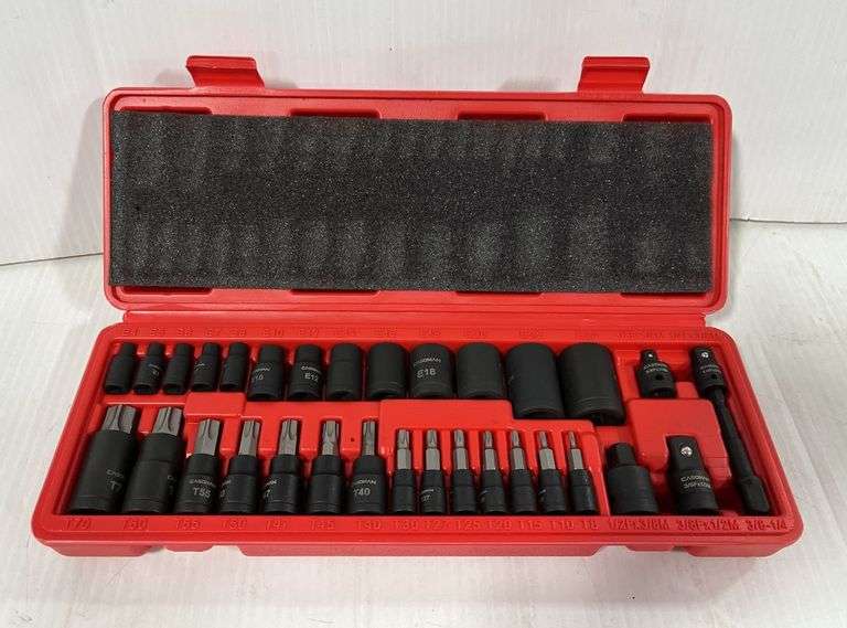 32-Piece torx bit socket set and female external sockets set, includes ...
