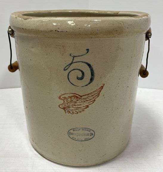 Vintage 1915 Red Wing Union Stoneware 5-gallon crock, 12 1/2"Dia x 13"H ...