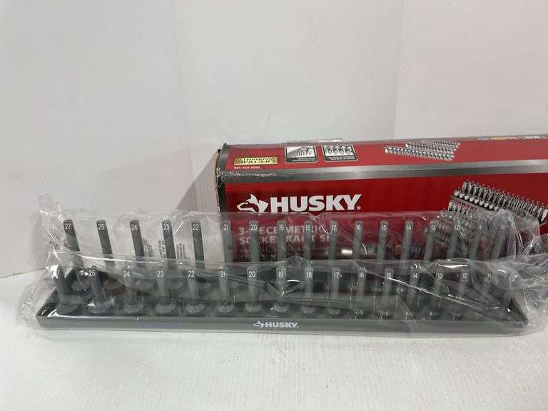 Husky 3-piece metric socket rack set, one eack easy for 1/4", 3/8", and ...