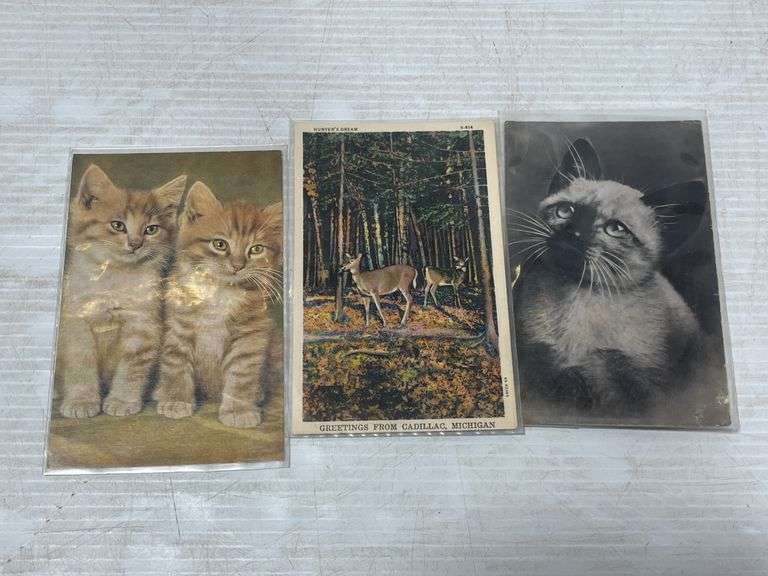 (123) Antique postcards, mostly Linen era, 1930s to 1950s, all ...