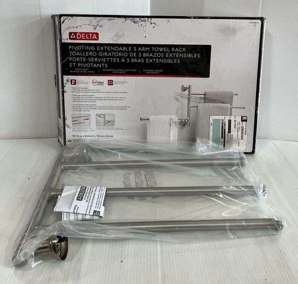 Delta pivoting extendable three-arm towel rack, new - Albrecht Auction ...