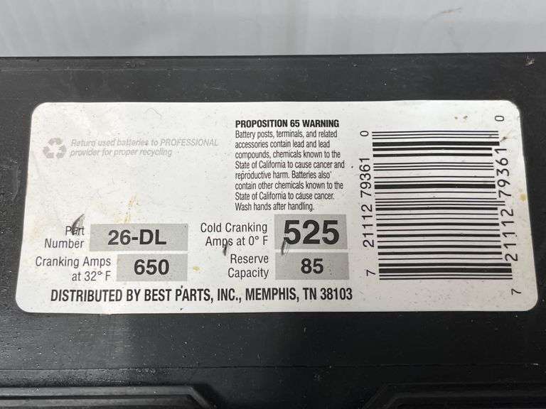 Auto battery, Duralast Pro Power, CCA 525, date 9/23, guaranteed to be ...