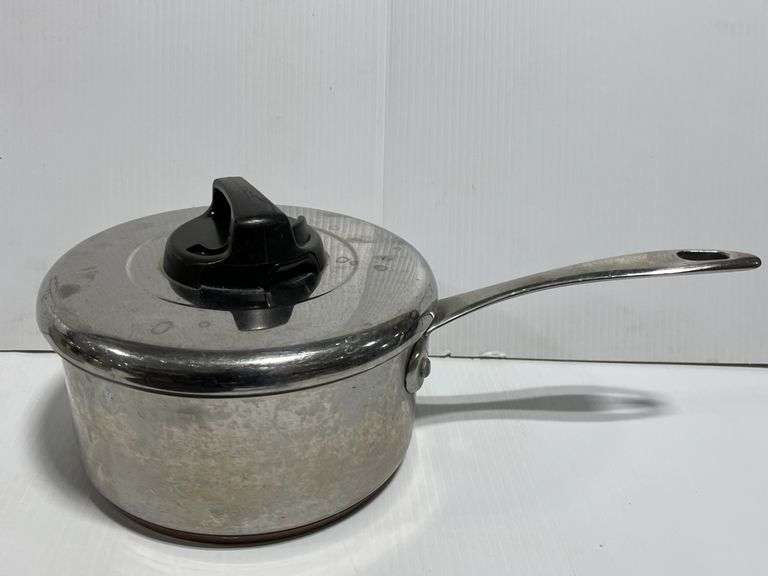 Assorted pans, Revere Ware 2 1/2-quart, 2-quart, skillet, need washed ...