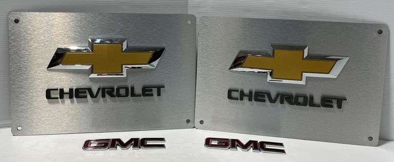 (2) Chevy Signs, 18"W x 12"H; (2) GMC Emblems, 7 5/8"L - Albrecht ...