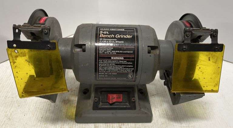 Small bench grinder, 5" x 3/4" x 1/2" wheels, 13 3/4"L, good - Albrecht ...