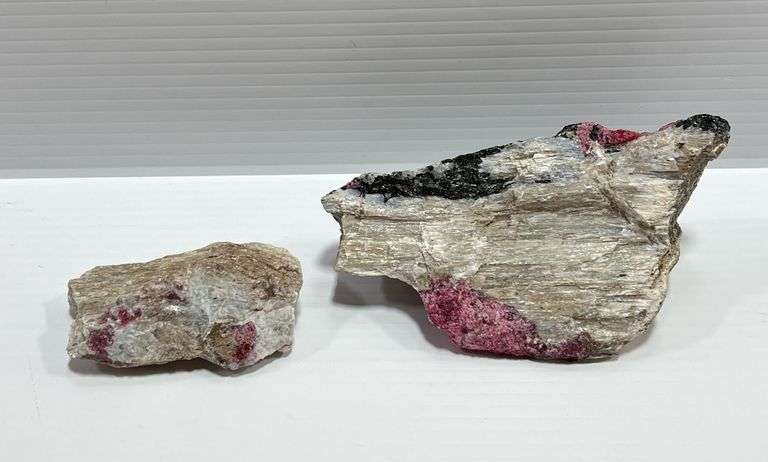 (2) Pieces of raw pink tourmaline-rubellite, 3" and 5" pieces, nice ...
