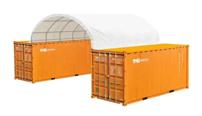 TMG Industrial 20' x 20' PE fabric container shelter, fire retardant ...