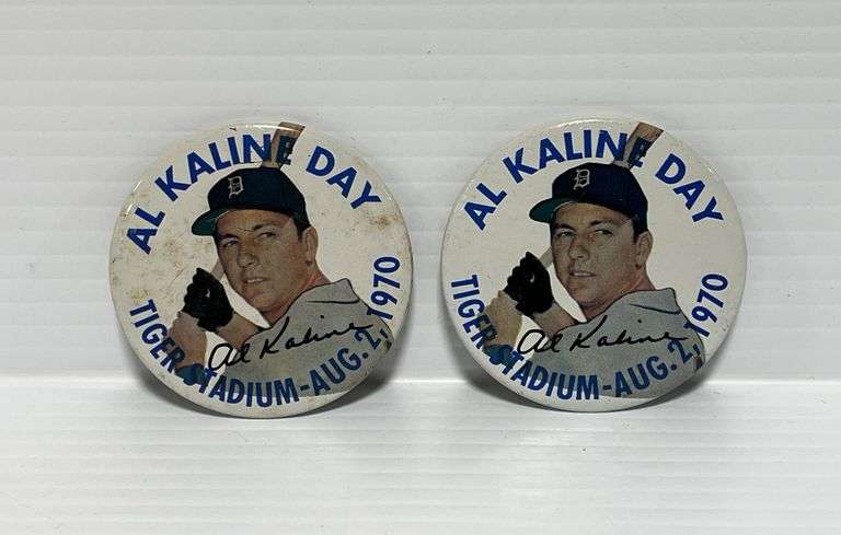 (2) Al Kaline Day pins, 1970, each- 2 1/4"Dia, great - Albrecht Auction ...