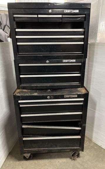 Three-stack/layer black Craftsman tool chest, one drawer needs ...