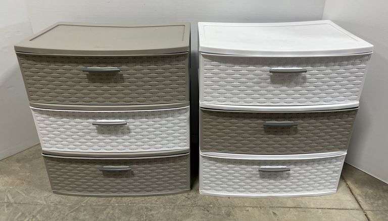 (2) Three-drawer storage bins, 22"W x 24"H - Albrecht Auction Service
