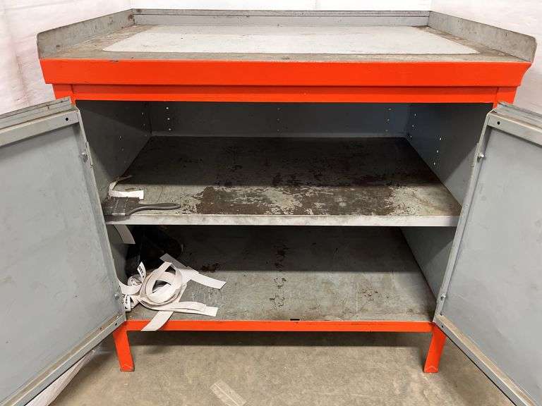Steel Lyon workbench/parts storage cabinet form a machine shop, 36"W x ...