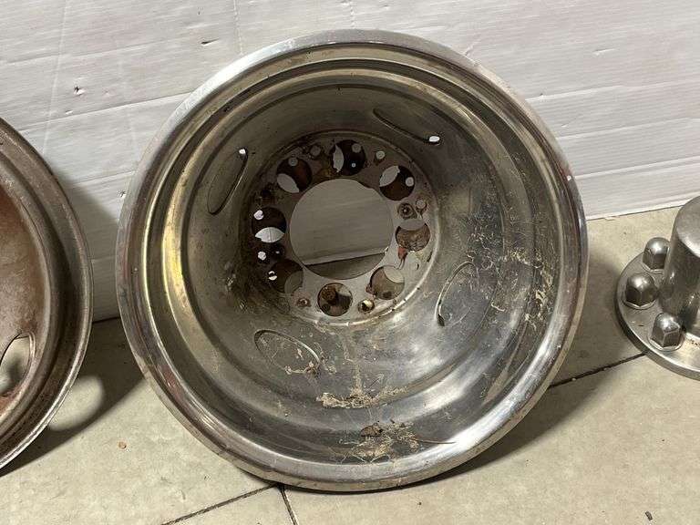 (3) Chrome dually hub caps, 16", 2- front, 1- back, good - Albrecht ...