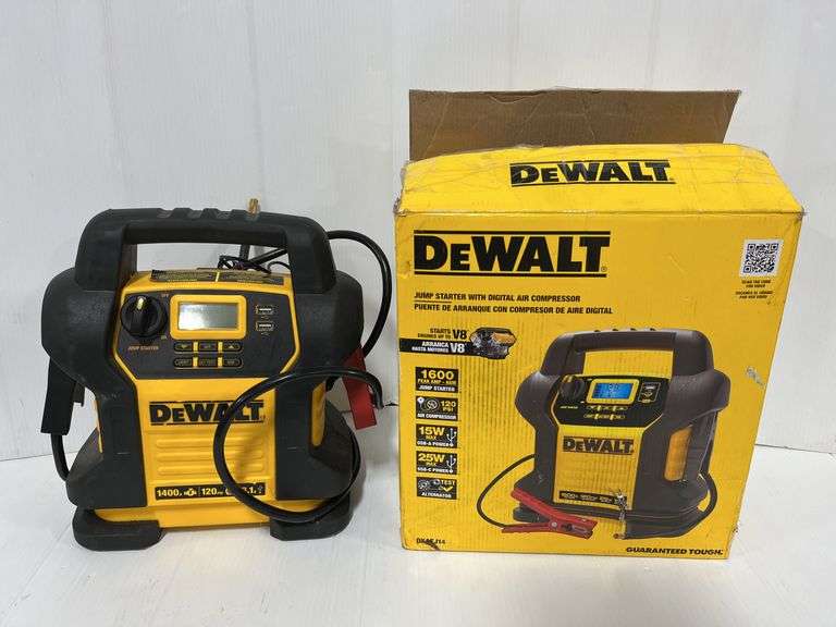 DeWALT jump starter with digital air compressor, starts V8s, powers on ...