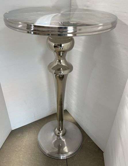 Silver colored high-top table, 23 1/2" x 23 1/2", good - Albrecht ...