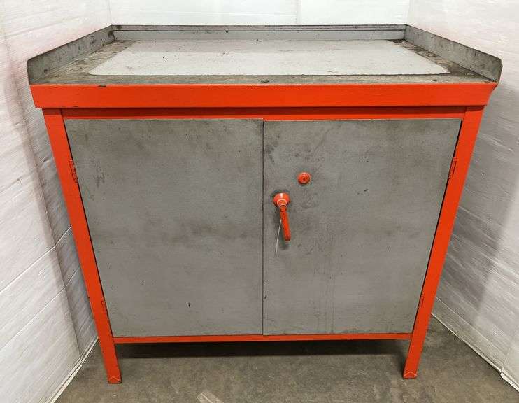 Steel Lyon workbench/parts storage cabinet form a machine shop, 36"W x ...