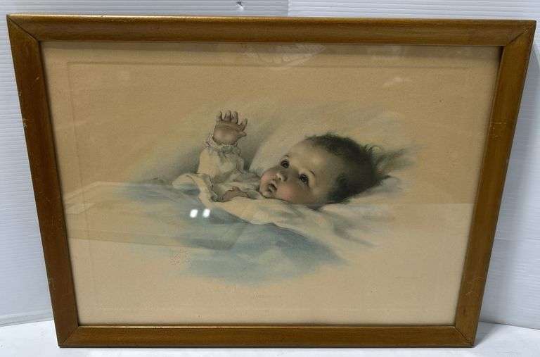 Vintage 1930's Bessie Pease Gutmann original artwork of young baby in ...