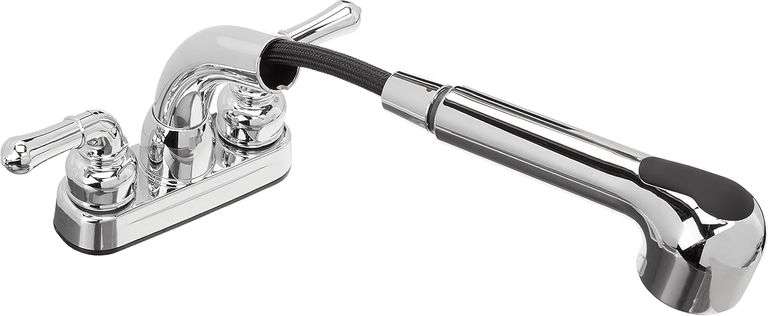 Mustee faucet with 24" long pull-out spout, plastic chrome, new ...