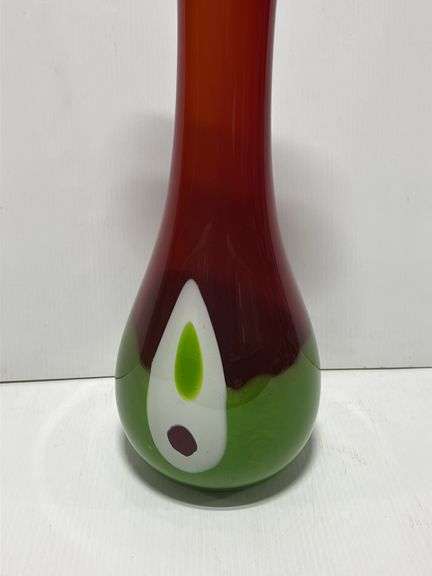 Large hand blown Romanian glass vase, 23"H - Albrecht Auction Service