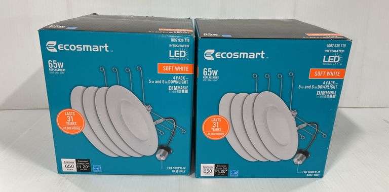 (2) 4-Packs of Ecosmart 65W LED soft white downlights, new - Albrecht ...