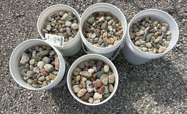(5) Pails, full of landscape stones, buckets- 12" x 15"H - Albrecht ...