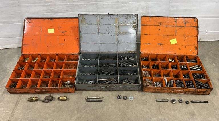 (3) Drawers of assorted nuts, bolts, washers, and fittings, 18"W ...