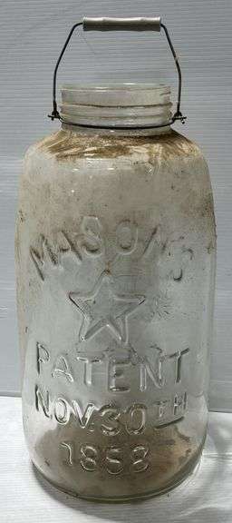 Mason jugs, 20"H, needs cleaned - Albrecht Auction Service