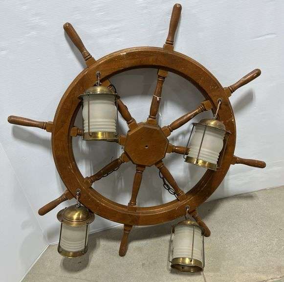 Ship wheel chandelier, 40"Dia , used - Albrecht Auction Service
