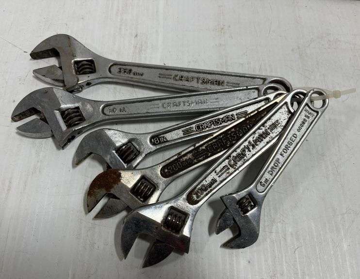 (6) Craftsman adjustable wrenches, great - Albrecht Auction Service