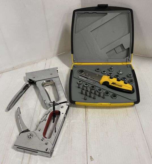 Zip wrench, squeeze action, new in case; (2) Staple guns, new ...